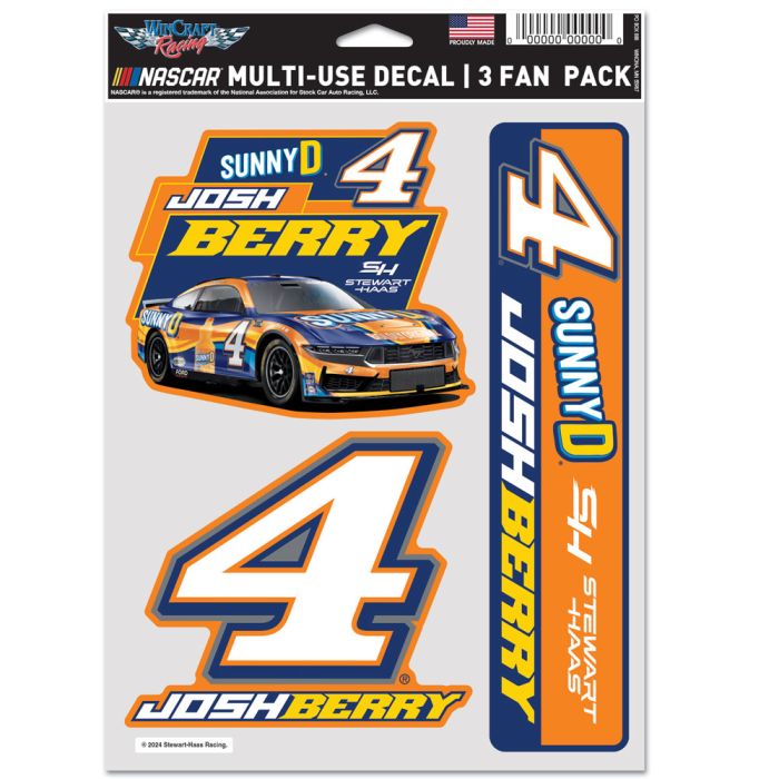 Josh Berry 2024 Sunny D Multi Use 3 Fan Pack Decals | Knick Knacks ...